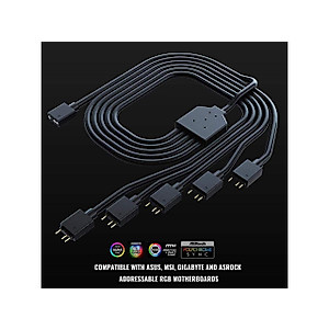 Cooler Master 1-to-5 ARGB Splitter Cable / 5V - Support 3-pin Addressable RGB - LED Sync Cable for MasterFan/MasterLiquid ARGB Series Support(ARGB 1-to-5 Splitter)