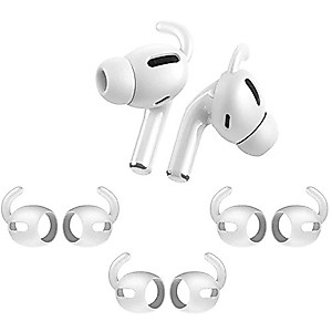 Zotech 3 Pairs AirPods Pro 1st & 2nd Gen Ear Hooks Secure Anti Slip Covers + Silicone Ear Tips Earbud Eartips (S, M, L, White)