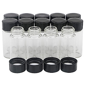14pcs 5ml Mini Clear Glass Bottle Vials and Plastic Cap Small Essential Oil 1/6 oz Small Liquid Sample Vial Leak-Proof Vial