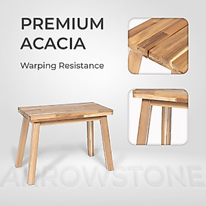 ARROWSTONE Bench 100% Solid Acacia Wood, Backless, Wax Galvanized Finish, Easy Assembly, End Table Wooden Bench Furniture for Plant, Dining Room, Entryway, Indoor (26 inches)