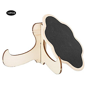 Mini Chalkboard Sign, 10 Pack Wood Mini Chalkboard Signs with Support Easels Wooden Blackboard for Table Numbers Food Signs Message Board
