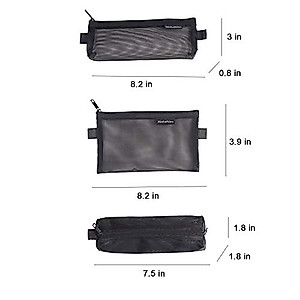 3PCS Multifunctional Mesh Pen Bag Pencil Case Makeup Tool Bag Storage Pouch Purse
