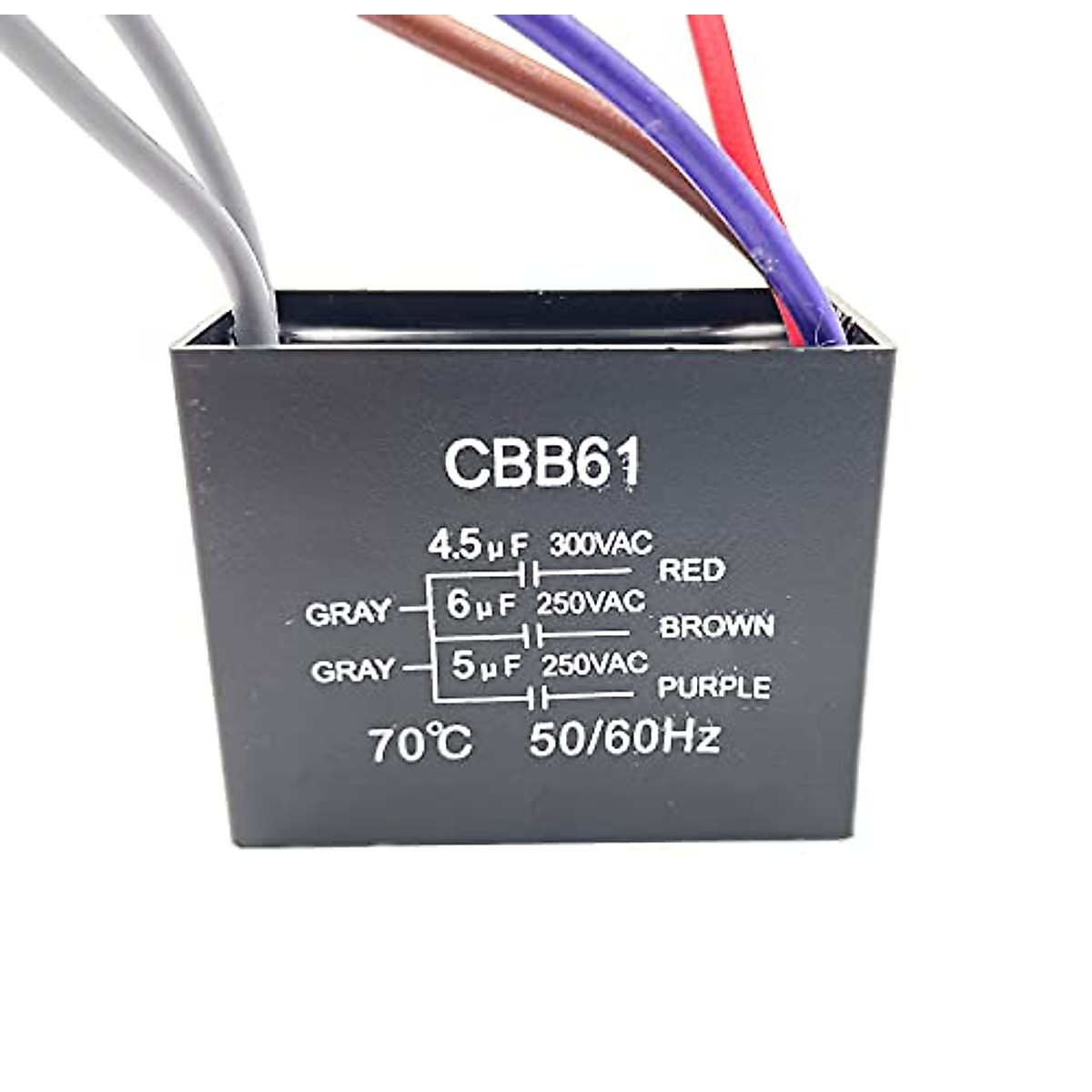 New CEILING FAN CAPACITOR CBB61 4.5uf + 6uf + 5uf 5 WIRE 250V