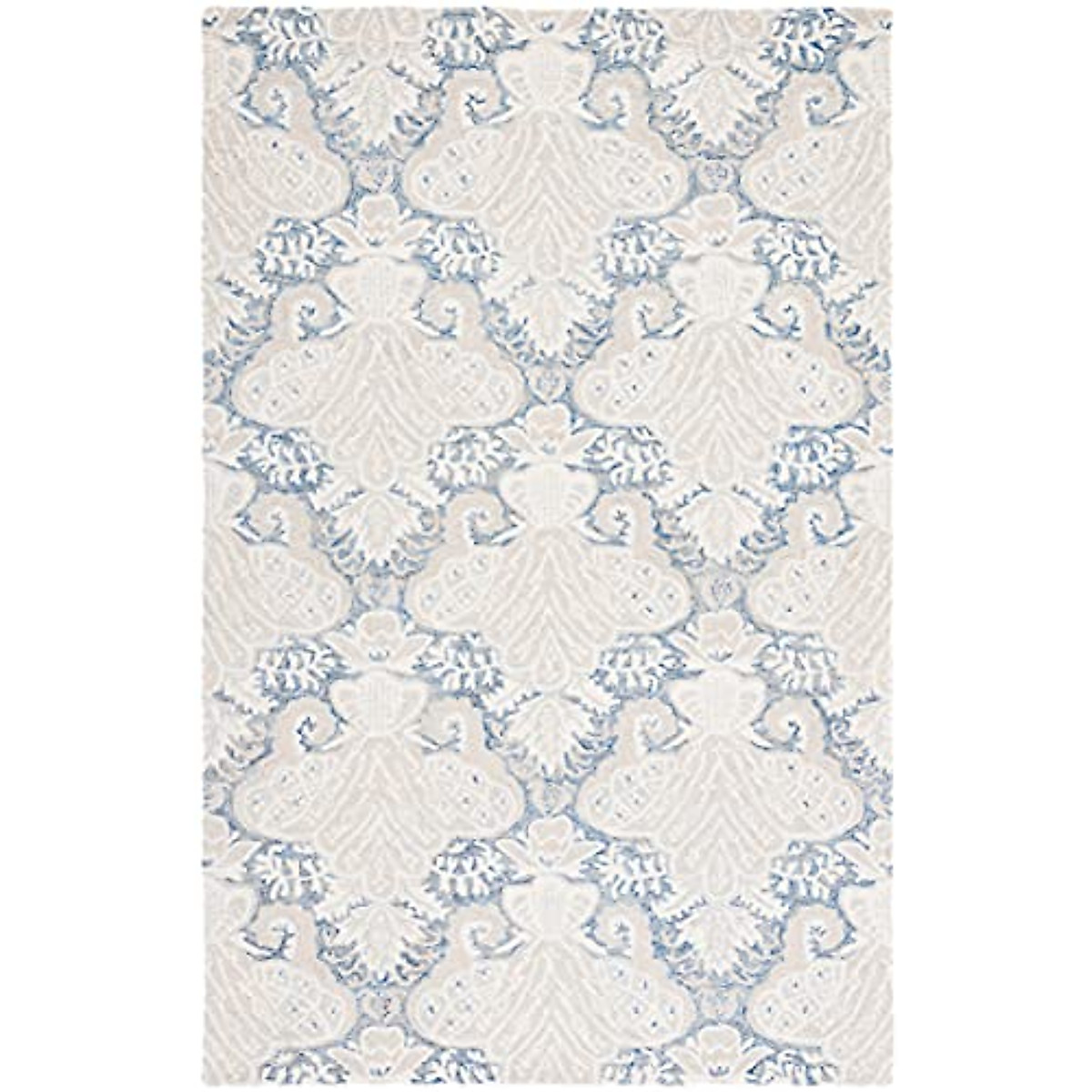 SAFAVIEH Micro-Loop Collection 5' x 8' Blue/Ivory MLP539M Handmade Premium Wool Area Rug