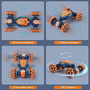 QXHOL Gesture Sensing RC Stunt Car - Boys Toys Age 6-8-12, 4WD Hand Controlled Remote Control Twist Car with Light & Music, Cool Birthday Presents and Ideas Gifts for Kids Age 7 9 10 11 12 Years Old