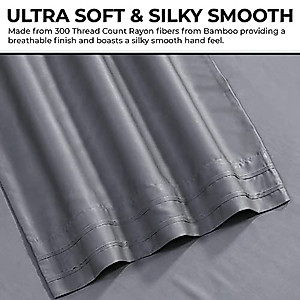 Tribeca Living BAMB300SSQUST 300 TC Rayon from Bamboo Deep Pocket Sheet Set, 4 Piece, Steel Grey