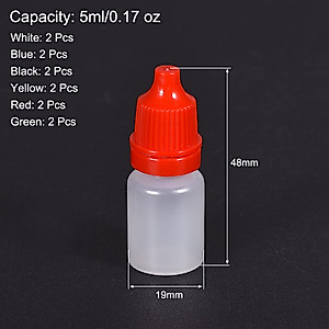 uxcell Plastic Dropper Bottles, 5ml/0.17 oz Empty Squeezable Dropper Bottle with Cap, Pack of 12