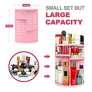Artbisons Makeup Perfume Organizer, 360 Rotating Cosmetic Storage Make Up Organizers for Vanity Lotion Display Case Dresser Countertop Skincare Lazy Susan Organizer Pink