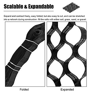 WAHHWF Geocell Ground Grid, Pea Gravel Grid Paving Stabilizer, Slope Grid Erosion Control, 2" Tall Ground Geo Grid for Driveway Shed Garden, 3ft/ 6ft/ 10ft/ 16ft/ 20ft/ 26ft/ 30ft Long