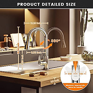 YASFEL Faucet for Kitchen Sink - Modern High Arc Pull Down Kitchen Faucets Brushed Nickel, Single Handle Stainless Steel Kitchen Sink Faucets with Pull Down Sprayer