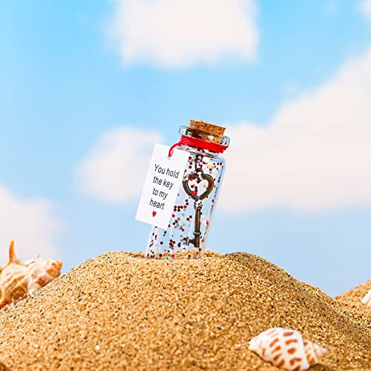 Zonon You Hold The Key to My Heart Romantic Wish Jar Love Message with Bottle Romantic Decoration for Boyfriend or Girlfriend Anniversary Romantic Gift Christmas Valentine's Day Gift for Her Him