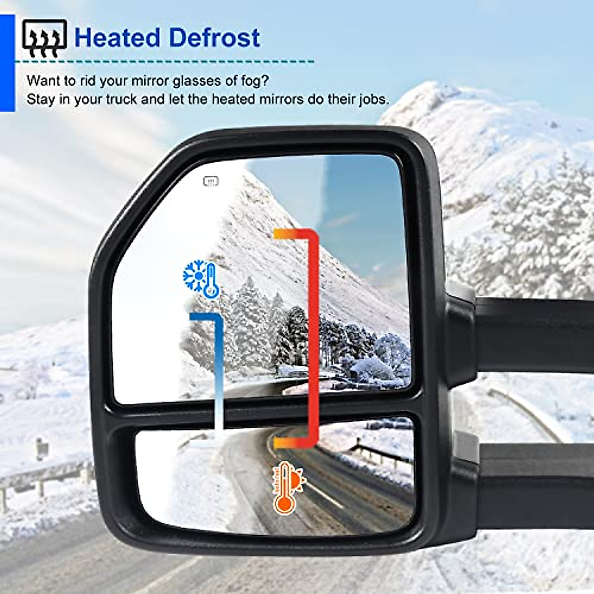 Spec-D Tuning Chrome Power Heated Telescoping Tow Mirrors LED Signal Compatible with Ford F150 2007-2014