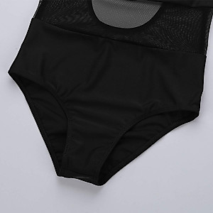 iiniim Girls Strappy/Mesh Back Team Basic Gymnastics Ballet Dance Camisole Leotard Athletic Sports Tank Tops Cutout Black 8-10