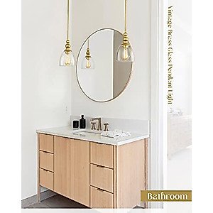 HANASS Pendant Lights, Brushed Gold Pendant Lighting for Kitchen Island, Clear Glass Pendant Light Fixtures, Hanging Light Fixtures with Adjustable Height, MD89426-A