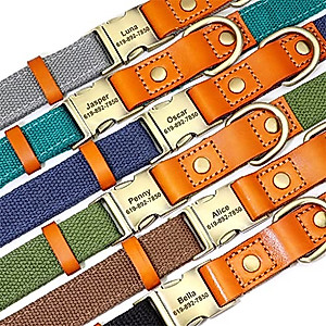 DHTDVD Nylon Large Dog Collar Custom Dog Name Collars Pet Engraved Name Phone Collar for Retriever Walk (Color : D, Size : Small)