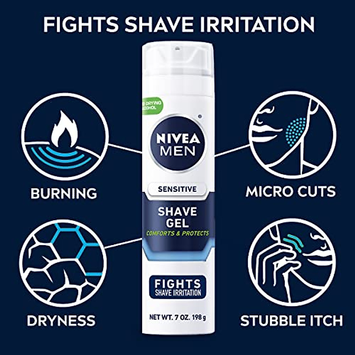 NIVEA MEN Sensitive Shave Gel with Vitamin E, Soothing Chamomile and Witch Hazel Extracts, 3 Pack of 7 Oz Cans