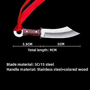 SZHOWORLD Ultra Minimal Fixed Blade Knife, 1.37 inch 5Cr15 Steel Blade with Stainless Steel+Wood Handle, Mini Knife/Box Cutter with Leather Sheath for EDC Gift Tools