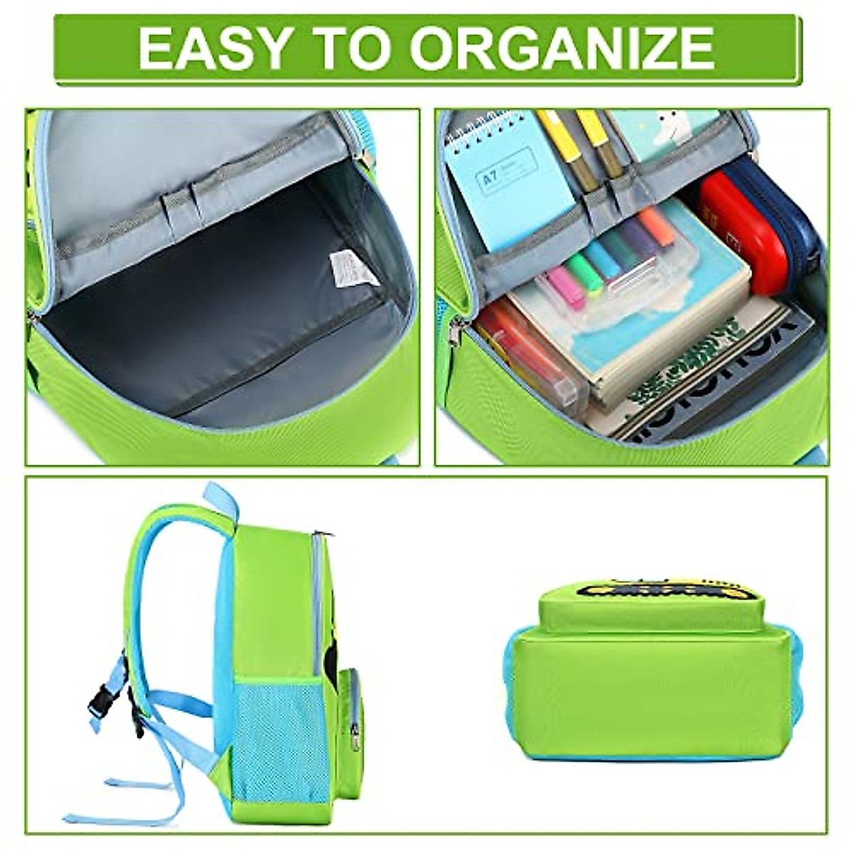 LOIDOU Toddler Backpack Boys 15 Inch Kids Preschool Kindergarten School Backpack with Lunch bag Book Bag for Daycare Nursery Travel，Fits 3 to 8 years old