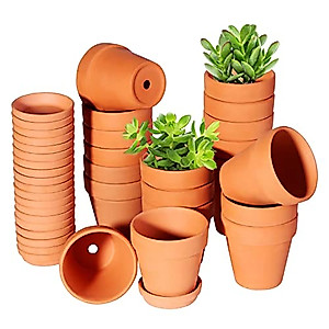 TKSCUSR 3 Inch Terracotta Pots with Saucer-20 Pack，Cactus Terra Cotta Flower Pots with Drainage，Succulent Nursery Clay Pots Great for Plants,DIY Crafts, Wedding Favor