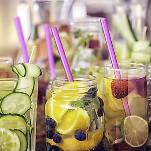 DOITOOL 200Pcs Plastic Straws Disposable Drinking Straw Friendly Straws Purple Straws for Party Wedding Events