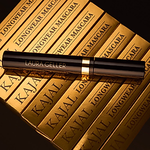 LAURA GELLER NEW YORK Kajal Longwear Mascara - Lengthening, Defining, Curling, Buildable Formula Eye Makeup - Innovative Curling Brush - 1 count