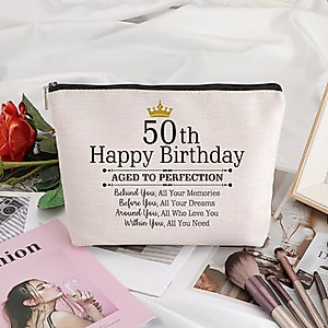 Happy 50th Birthday Gifts For Women Travel Zipper Makeup Bag 50th Birthday Gift Ideas Gifts For Women 50th Birthday Gifts Women 50th Birthday Gifts For Female Over The Hill Party Supplies 50th