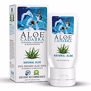 Aloe Cadabra Natural Water Based Personal Lubricant and Vaginal Moisturizer, Organic Aloe Lube for Men, Women and Couples, Non-Staining, pH Balanced (Unscented 2.5 Ounces, 1 Pack)