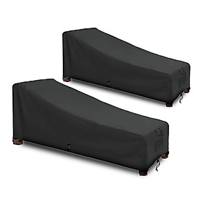 SIRUITON 2 Pack Outdoor Patio Chaise Lounge Covers Heavy Duty with Durable and Water Resistant Fabric,78" L X 27" W X 28" H,Black