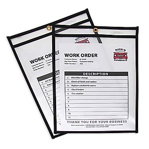C-Line Stitched Shop Ticket Holders, Both Sides Clear, 9 x 12 Inches, 25 per Box (46912)