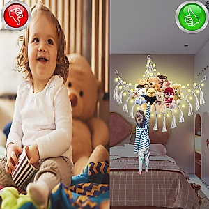 POTWIY Stuffed Animal Net or Hammock with Boho Tassel Toy Hammock, Macrame Net for Stuffed Animals Storage Teddy Bear Nets, Plush Toy Hanging Net for Nursery, Play Room, Kids Bedroom