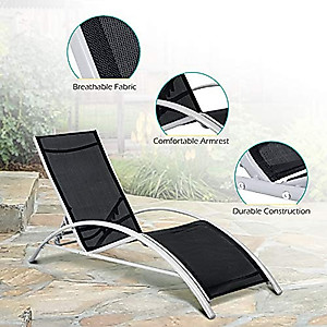 Safstar Patio Chaise Lounge Set Outdoor 3-Piece Furniture, Backyard Poolside Chairs for All Weather