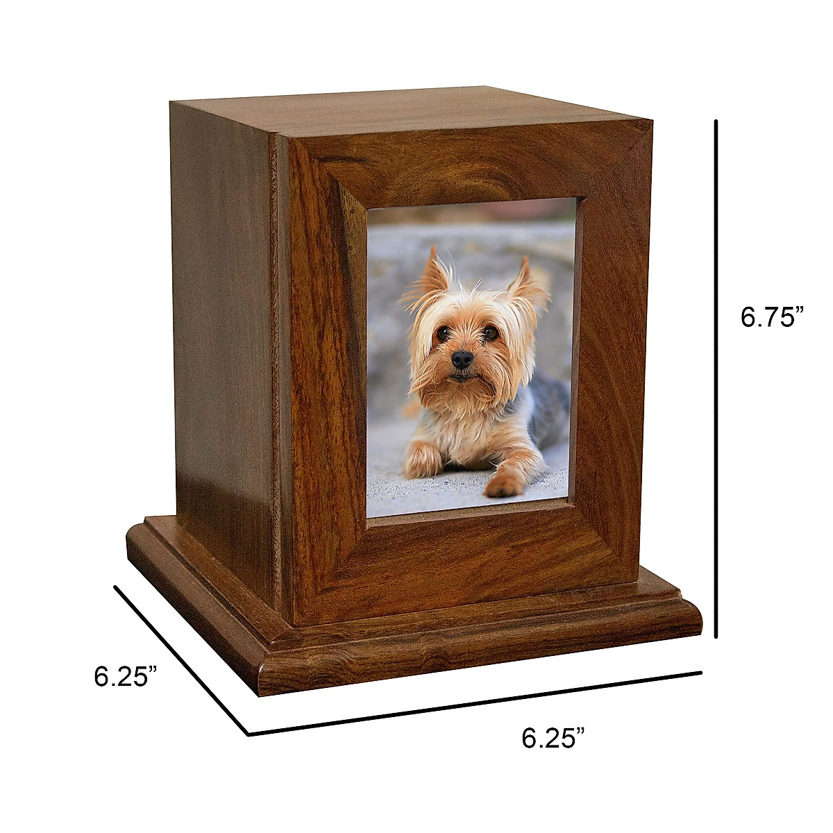 Medium Size Pet Photo Cremation Urn,Wooden Urn with Custom Engraving- Holds 75 pounds
