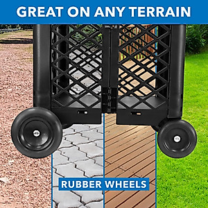 Mount-It! Mesh Rolling Utility Cart, Folding and Collapsible Hand Crate on Wheels, 55 Lbs Capacity