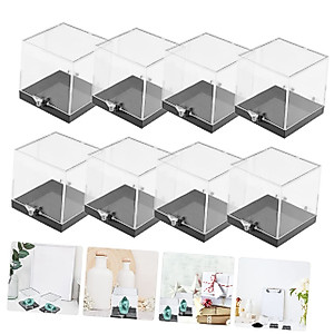 Garneck 8pcs Boxes Glass Jewelry Display Case Glass Containers with Lids Square Containers with Lids Clear Acrylic Show Box Square Display Case Sample Collection Box Storage Container Ring
