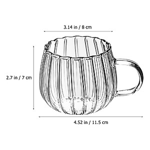 Ipetboom Pumpkin Mug Cups Office Decor Glass Coffee Cups 2pcs Transparent Glass Mugs with Handle Coffee Tea Mugs Soup Clear Drinking Cups Office Decor Glass Cups Novelty Coffee Mug