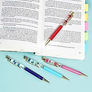 Miayon 10Pcs Liquid Floral Pens Rose Metal Ball Pen With 10pcs Extra Refills Blue Ink Colorful Ballpoint Pens Refillable Ball Pen Office Supplies for School Office Home Christmas New Years Gift Pens