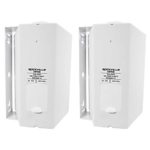 Rockville Pair HP5S 5.25" Outdoor/Indoor Home Theater Speakers w/Swivel Bracket, White