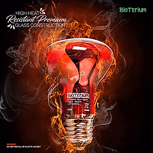 BioTerium Reptile Heat Lamp Bulb - Full Spectrum Infrared Basking Bulb with UVA + UVB Light - Self-Ballasted Vapor Amphibian and Reptile Basking Light