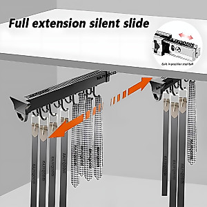 RAJYQODIS Pull Out Broom Holder, Multifunctional Slide Broom And Mop Organizer/storage, Hanging Garage Storage Rack For Kitchen/Closet/Home/Cupboard/Wardrobe (Size : 46cm/18.11inch)