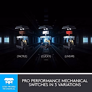 Logitech G915 LIGHTSPEED RGB Mechanical Gaming Keyboard, Low Profile GL Tactile Key Switch, LIGHTSYNC RGB, Advanced Wireless and Bluetooth Support - Tactile,Black