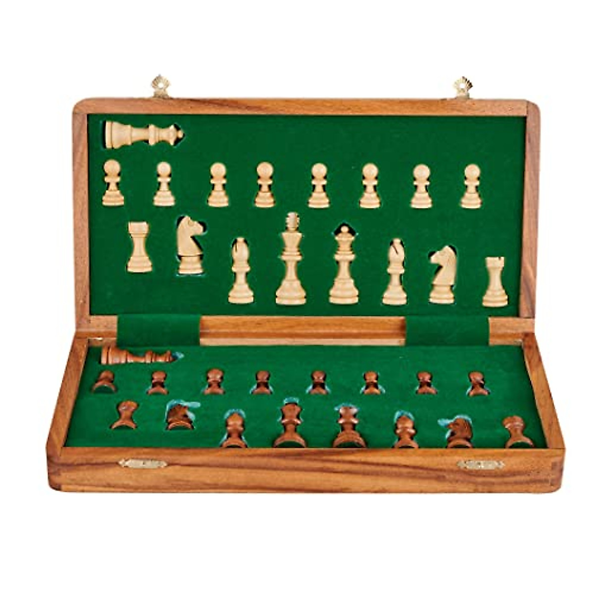 14 Inch Large Wood Magnetic Chess Set with Storage - Folding Wooden Travel Chess Board Game with Chessmen Storage - Handmade Tournament Chess Set - Best Strategy Educational Toy for Adults Teens
