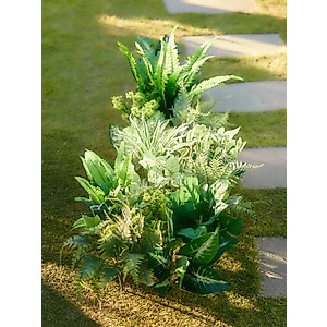 PARTY JOY 14 Bunches Fake Plants Outdoor, Fake Bushes UV Resistant Artificial Flowers Greenery Shrubs Faux Greenery for Outdoor Garden Patio Front Porch Yard Decor