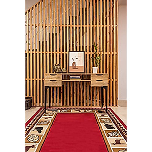 Furnish my Place 631 Red 7'8"x9'8" Wildlife Bear Rustic Moose Decor Lodge Cabin Area Rug, Elegant and Durable Mat, Red