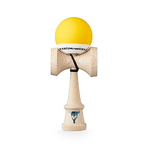 KROM - Kendama Toy POP Yellow - High Wood Quality - Extra Strong - for Beginner and Pro - Gift Pack : Extra String + Stickers