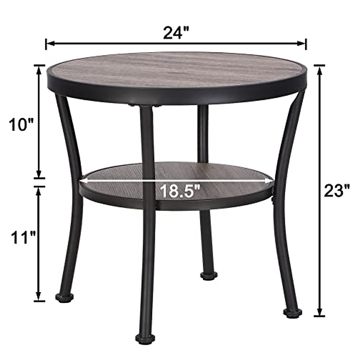 O&K FURNITURE Round End Table, Side Table for Living Room,Small Round Accent Table, Grey