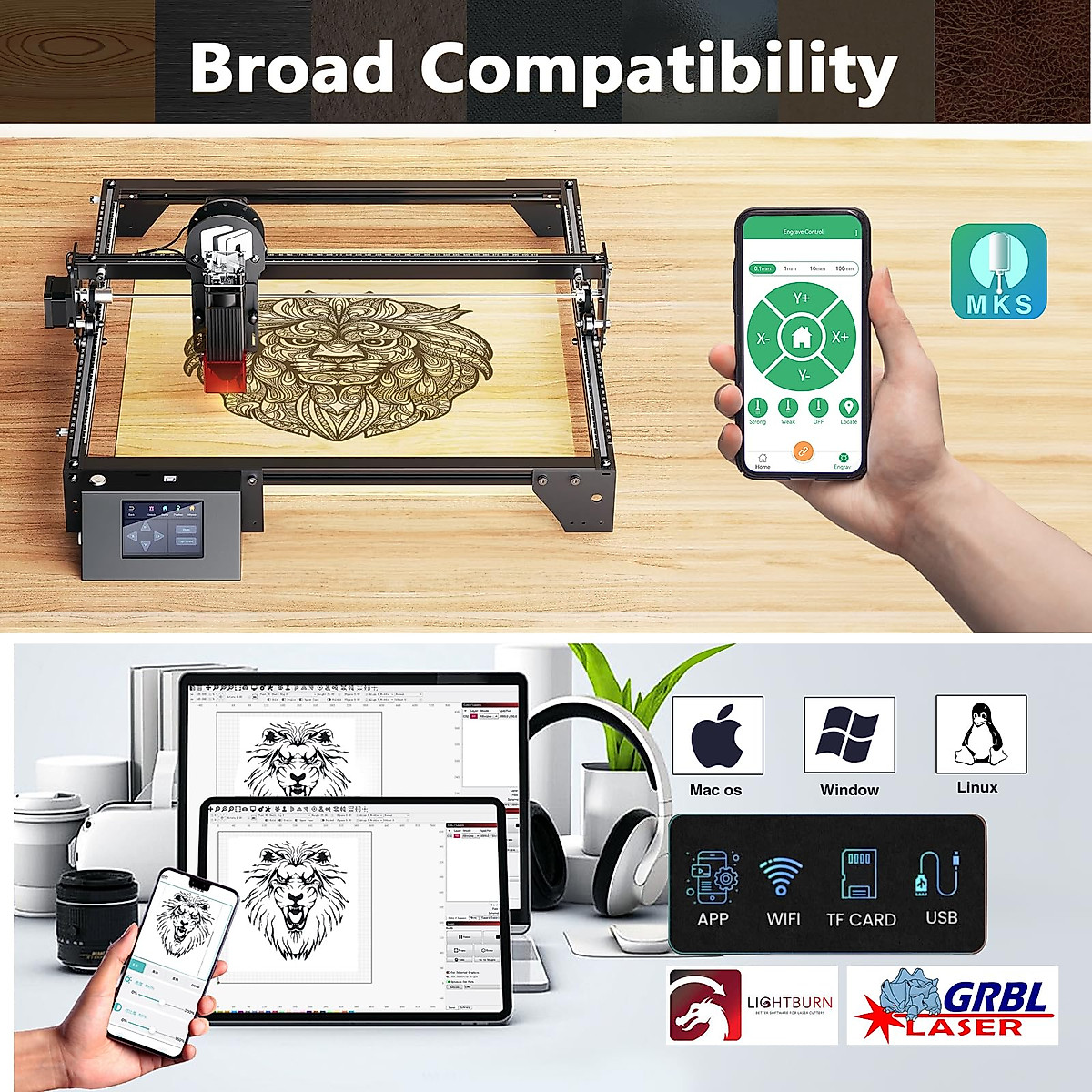 Longer Ray5 Laser Engraver, Laser Engraving Machine with 3.5 Inch Touchscreen, APP Control, 40W DIY Laser Engraver and Cutter for Wood and Metal, Glass, Leather, etc, Working Area 15.7x15.7 Inch