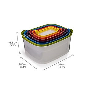 Joseph Joseph Nest Plastic Food Storage Containers Set with Lids Airtight Microwave Safe, 12-Piece, Multi-color