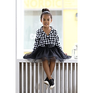 Little Baby Girl Black and White Dress Buffalo Plaid Tutu Skirt Party Princess Formal Outfit Clothes