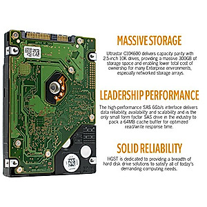 HGST Ultrastar C10K600 | HUC106030CSS600 | 0B24153 | 300GB 10K RPM SAS 6.0Gb/s 64MB Cache | 2.5" SFF | 512n | Enterprise Hard Disk Drive (Certified Refurbished)