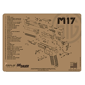 Range Warrior 27 Pc Gun Cleaning Kit - Compatible with SIG M17 TAN - Schematic (Exploded View) Mat, Range Warrior Universal .22 9mm - .45 Kit & Tac Book Accessories Set
